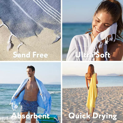 Pure Cotton Beach Towel Quick Dry Beach Towel Blanket With Tassels
