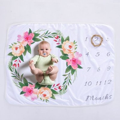 Baby Milestone Blanket Boy -Baby Month Blanket for Boys - First Year Calendar Monthly Growth Chart - Baby Boy Shower Gif