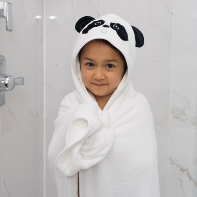 Bamboo Fiber Infant Bath Towel Set Giant Panda Baby Hooded Bath Towel