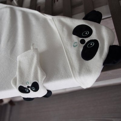 Bamboo Fiber Infant Bath Towel Set Giant Panda Baby Hooded Bath Towel