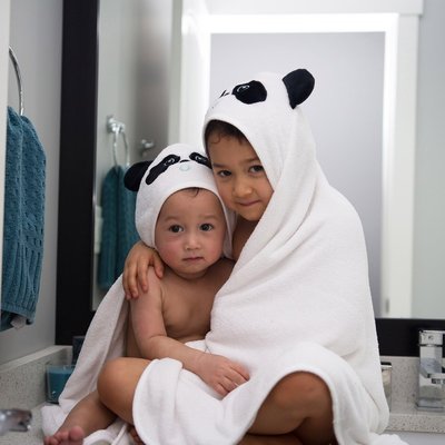 Bamboo Fiber Infant Bath Towel Set Giant Panda Baby Hooded Bath Towel