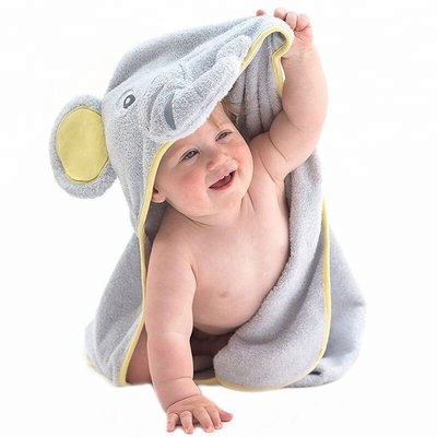 Quick Dry Cute Animal Cotton Kids Bath Towels Hooded Soft Comfortable