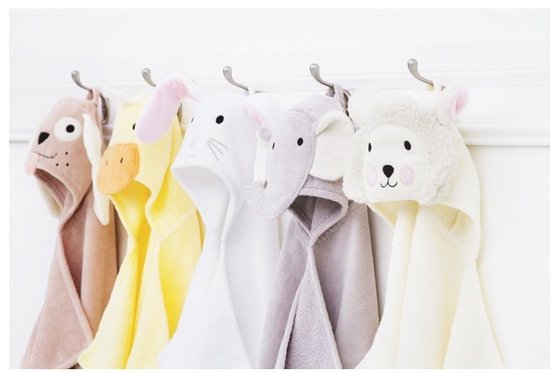 Plush Quick Dry Infant Poncho Towel  With Animal Design 100 Cotton