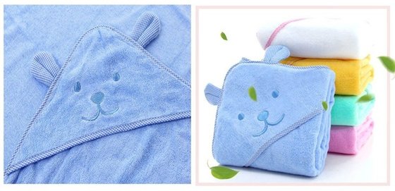Plush Quick Dry Infant Poncho Towel  With Animal Design 100 Cotton