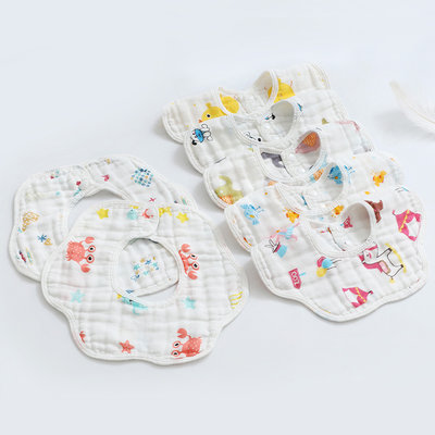 Wholesale custom washable printed plain white cotton muslin bandana baby weaning towel organic bamboo bib