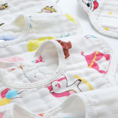 Wholesale custom washable printed plain white cotton muslin bandana baby weaning towel organic bamboo bib