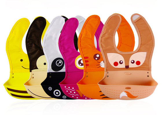 Sustainable HOT Animal Cartoon Cute And Easy To Clean Heat Resistant Silicone Baby Bib Set