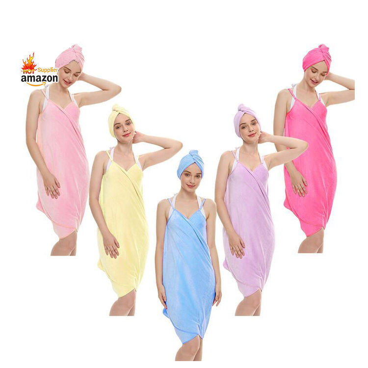 Custom Size LOGO wholesale Sexy Magic Microfiber women wearable Bathrobe towel Bath dress