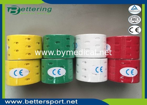 Punch Hole Kinesiology Tape Kinesio tape Roll Cotton Elastic Adhesive Muscle Sports Tape Physio Strain Injury Support supplier