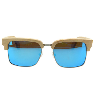 Semi Frame Maple Wood Sunglasses Polarized Blue Lens Eco Friendly