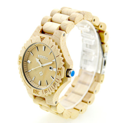 Fashion Bamboo Date Calendar Wrist Watch / Big Face Woody Watch