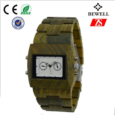 Business And Casual Men Dress Quartz Wood Watch Square Face