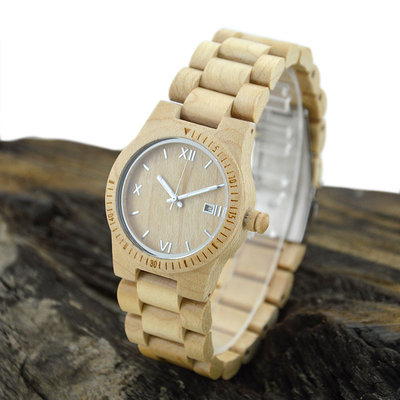 Elegant Non Toxic Bamboo Unisex Wrist Watch With Custom Logo