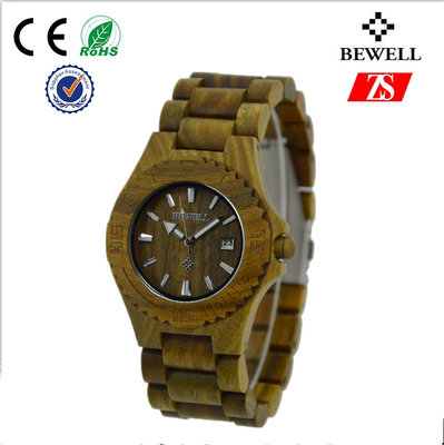 Customized Round Face Wooden Bamboo Watch With Original Battery