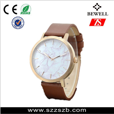 Business Men Stainless Steel Watches , Genuine Leather Band Metal Wristwatch