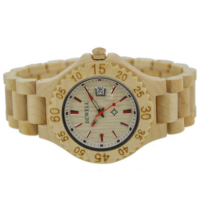 Japan Movt Bamboo Quartz Wrist Watch Waterproof , Ladies Wooden Watch