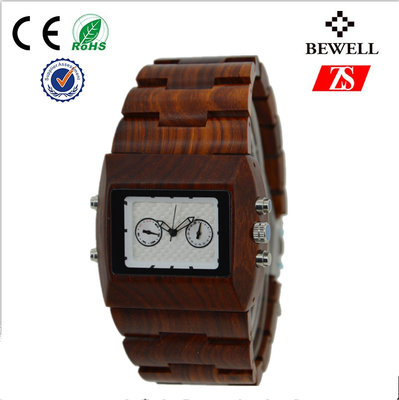 Luxury Men Wooden Watches With White Dial And Stainless Steel Crown