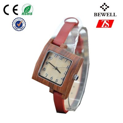 Maple Wooden Watch With Leather Strap , Japanese Quartz Wood Watch
