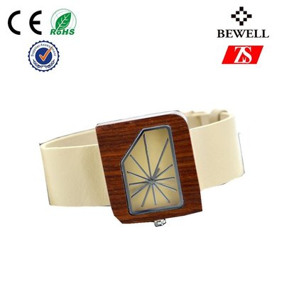 Square Shape Wooden Face Watch With Changable Leather Band