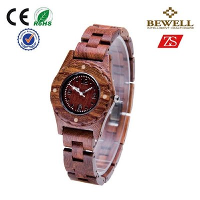 Waterproof Wooden Watch For Ladies , Red Sandalwood And Maple Wood Watch