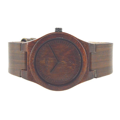 OEM Elegant Men Quartz Wood Watch Mineral Glass With Leather Strap