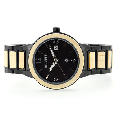 Maple Wood And Steel Watches with Butterfly Clasp 5 ATM Waterproof
