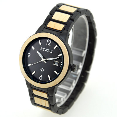 Maple Wood And Steel Watches with Butterfly Clasp 5 ATM Waterproof