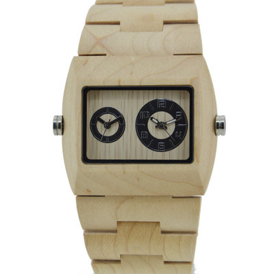 Double Movement Men Wooden Watches Square Cace Bewell Wood Watch
