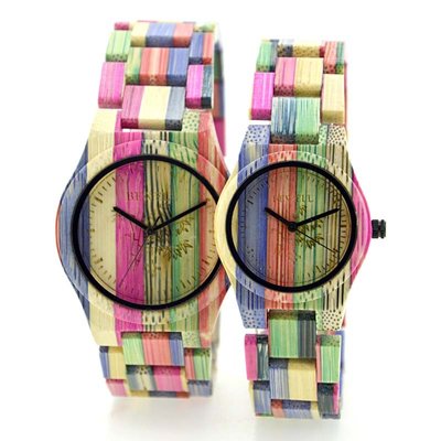 Colorful Handmade Bamboo Wrist Watch For Lovers , Bewell Bamboo Watch
