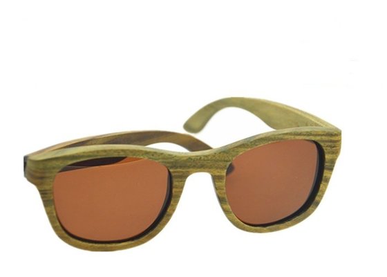 Brown Polarized Lens Unisex Sunglasses With Wood Frame , CE And FDA Certificate