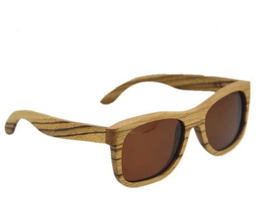 Brown Polarized Lens Unisex Sunglasses With Wood Frame , CE And FDA Certificate