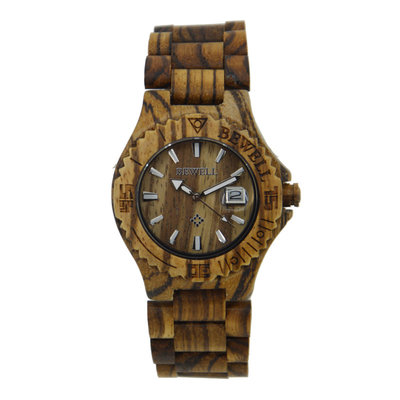 Zebra Wood Wooden Wrist Watch Unisex , Wooden Mens Watch Magnet Clasp