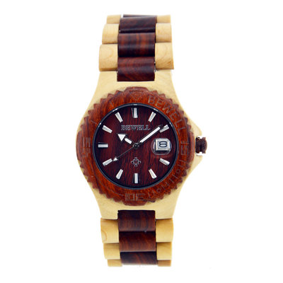 Maple And Red Sandalwood Bewell Wood Watch / Wooden Ladies Watches