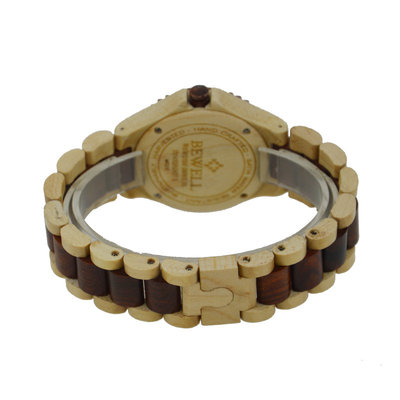 Maple And Red Sandalwood Bewell Wood Watch / Wooden Ladies Watches