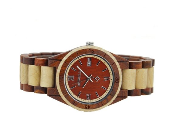 Wood Wrist Watch Red Sandalwood And Maple Quartz Wooden Dial Wristwatch