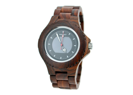 Eco - Friendly Wooden Wrist Watch Japanese Solar Powered Movement