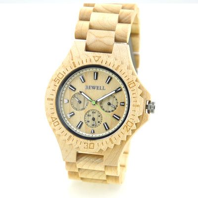 Golden Quartz Wood Watch Maple Wood Wrist Watch With Bewell