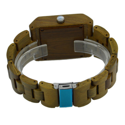 Green Sandalwood Men Wooden Watches With Double Calendar