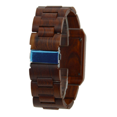 Handmade Square Case Red Sandalwood Watch for Lady In Simple Design