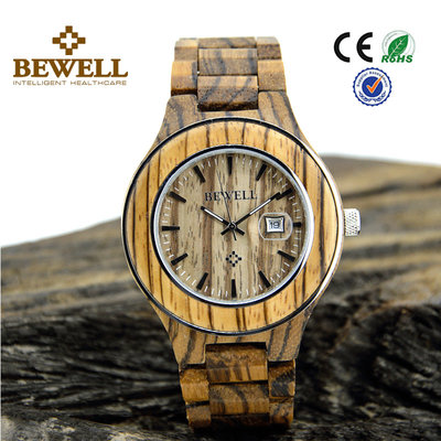 MAN Zebra wooden hand watch , Quartz digital wood watch Butterfly Buckle