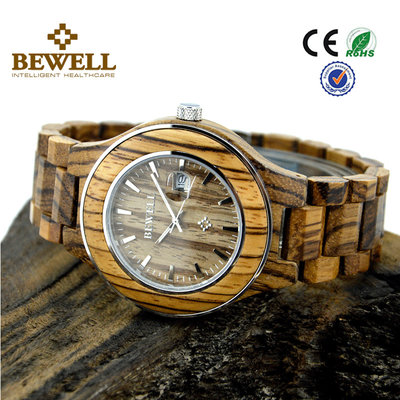 MAN Zebra wooden hand watch , Quartz digital wood watch Butterfly Buckle