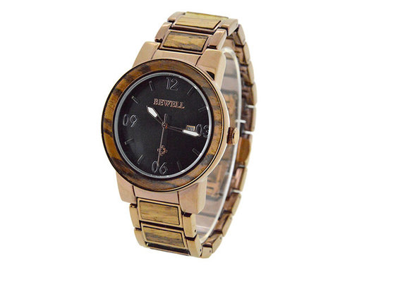 Digital Men Wooden Watches , luxury wooden wristwatch Stainless Steel Case Back