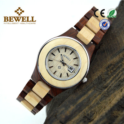 Red Sandalwood And Maple womens wooden watches , Convex Len Calendar Design