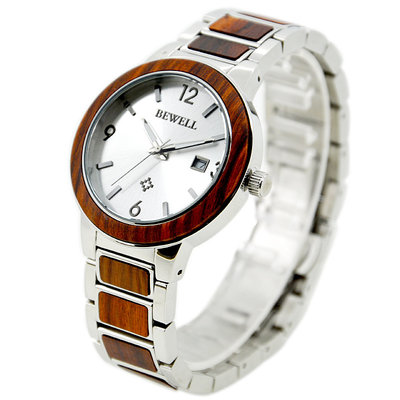 Red Sandalwood And Steel mens surf watches , creative wood and metal watch