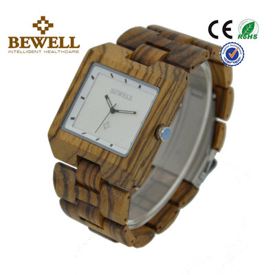 BEWELL Spring Buckle Men Wooden Watches , Pro Environment Material Zebra Wood