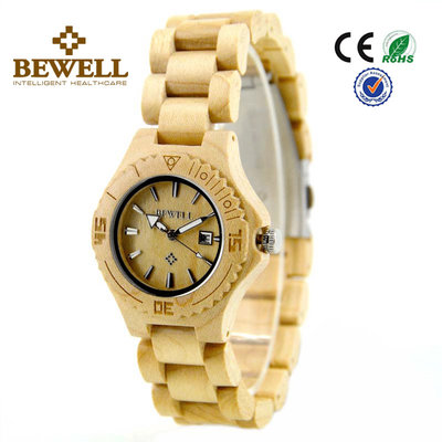 Quartz Female Wooden Watch , Natural Wood Bracelet Watch For Women