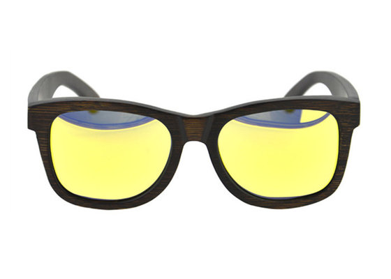 Bamboo Frame And Temple wood sunglasses men UV 400 Revo Yellow Lense