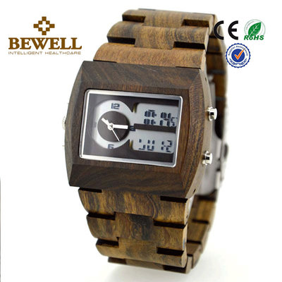 OEM Custom Black Sandalwood mens wooden watch With Two Movt