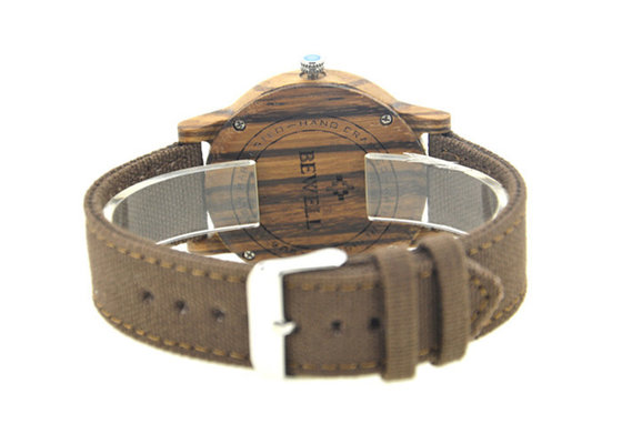Water resistant quartz wooden watch with fabric strap oem service