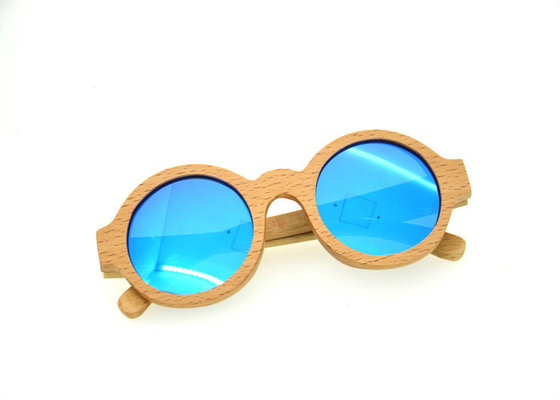 Handmade Wood Frame Sunglasses For Beach , Custom Bamboo Sunglasses